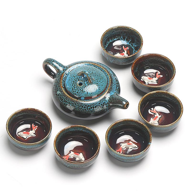 Beautiful Chinese Kung Fu Tea Set In Charred Colours – Viola Shopping